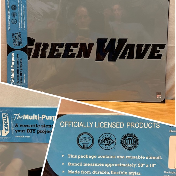 U Stencil | Party Supplies | Tulane Green Wave 23 X 5 Reusable Logo ...